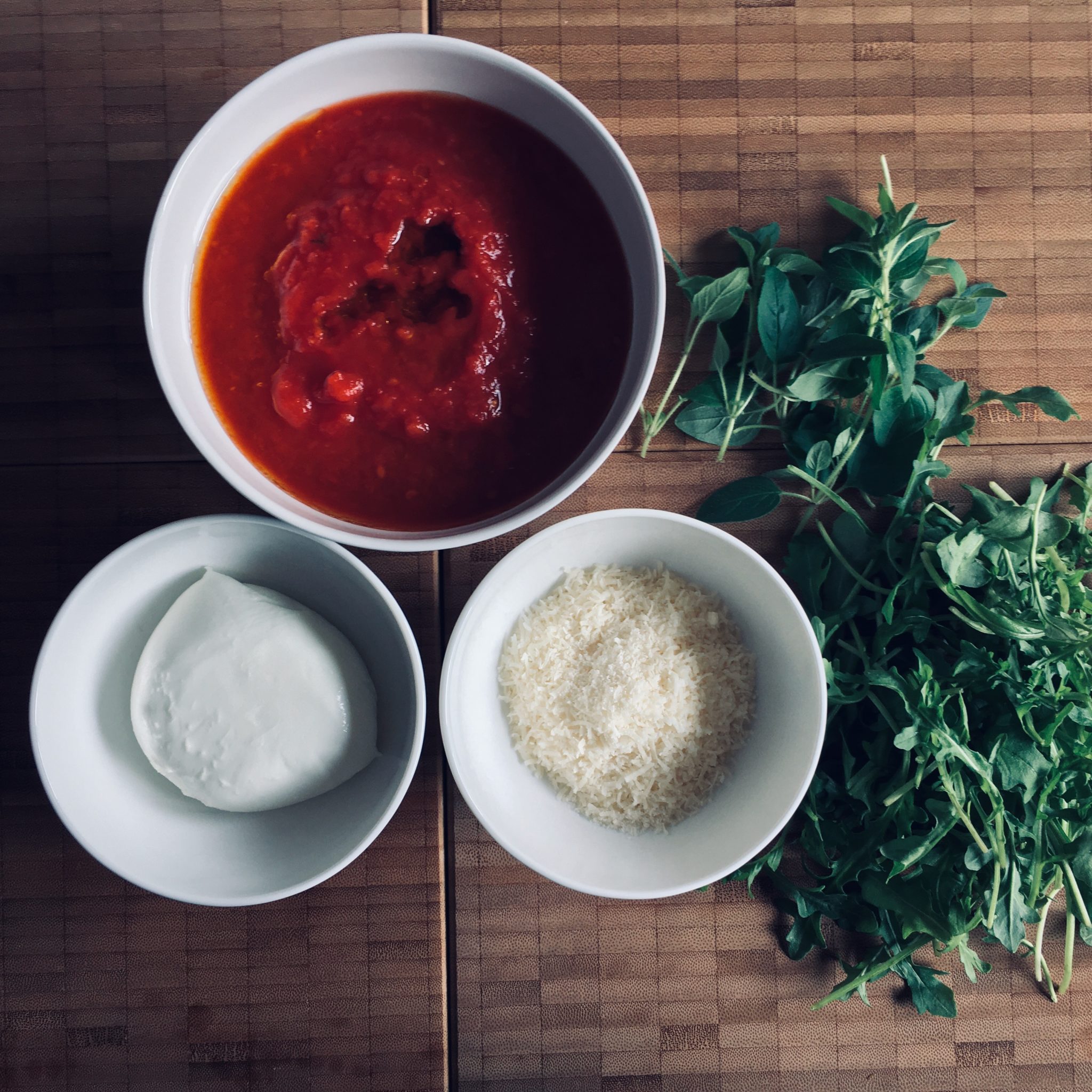 tomato mess, cheese, arugula … pizza! – beyond my kitchen