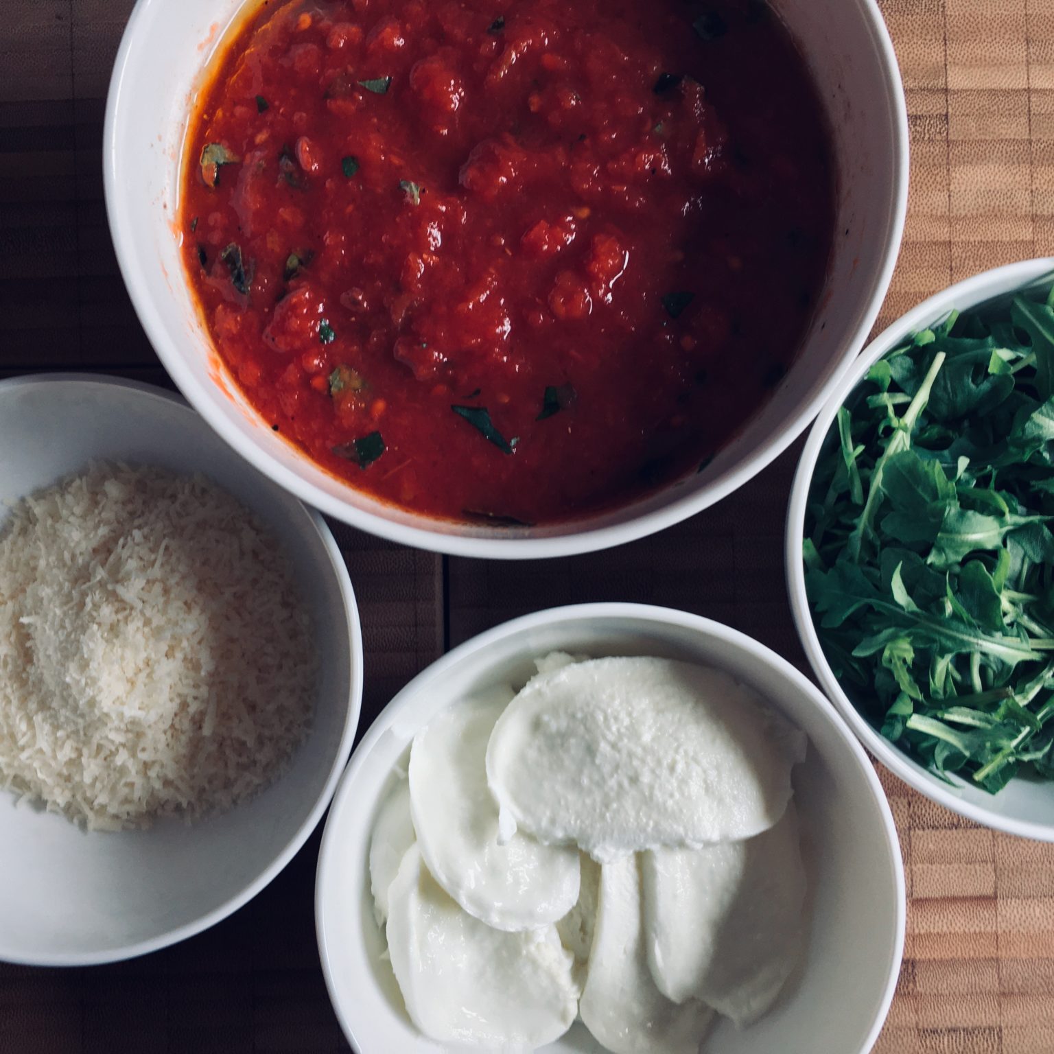 tomato mess, cheese, arugula … pizza! – beyond my kitchen